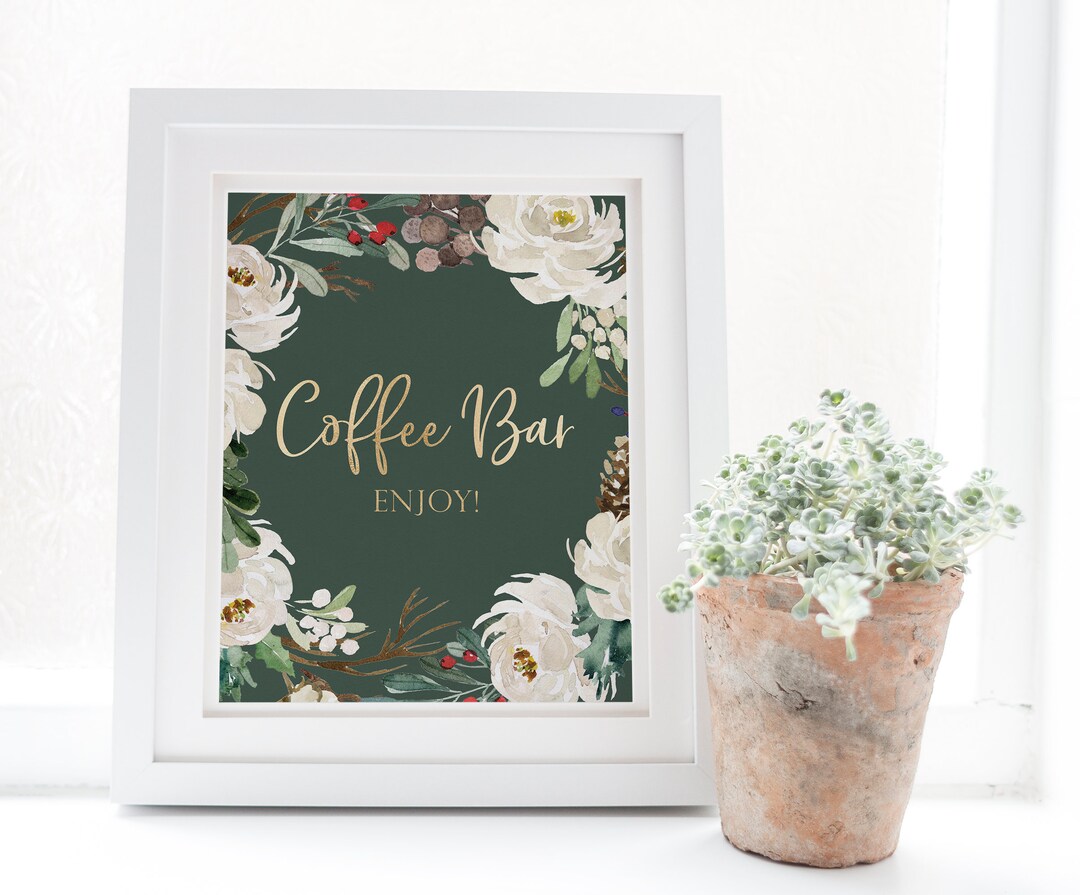 Winter Coffee Bar Printable Sign - Christmas Coffee Bar Sign - Dress ...