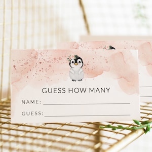 Guess How Many Snowballs Game Sign and Guess Cards - Printable Penguin ...