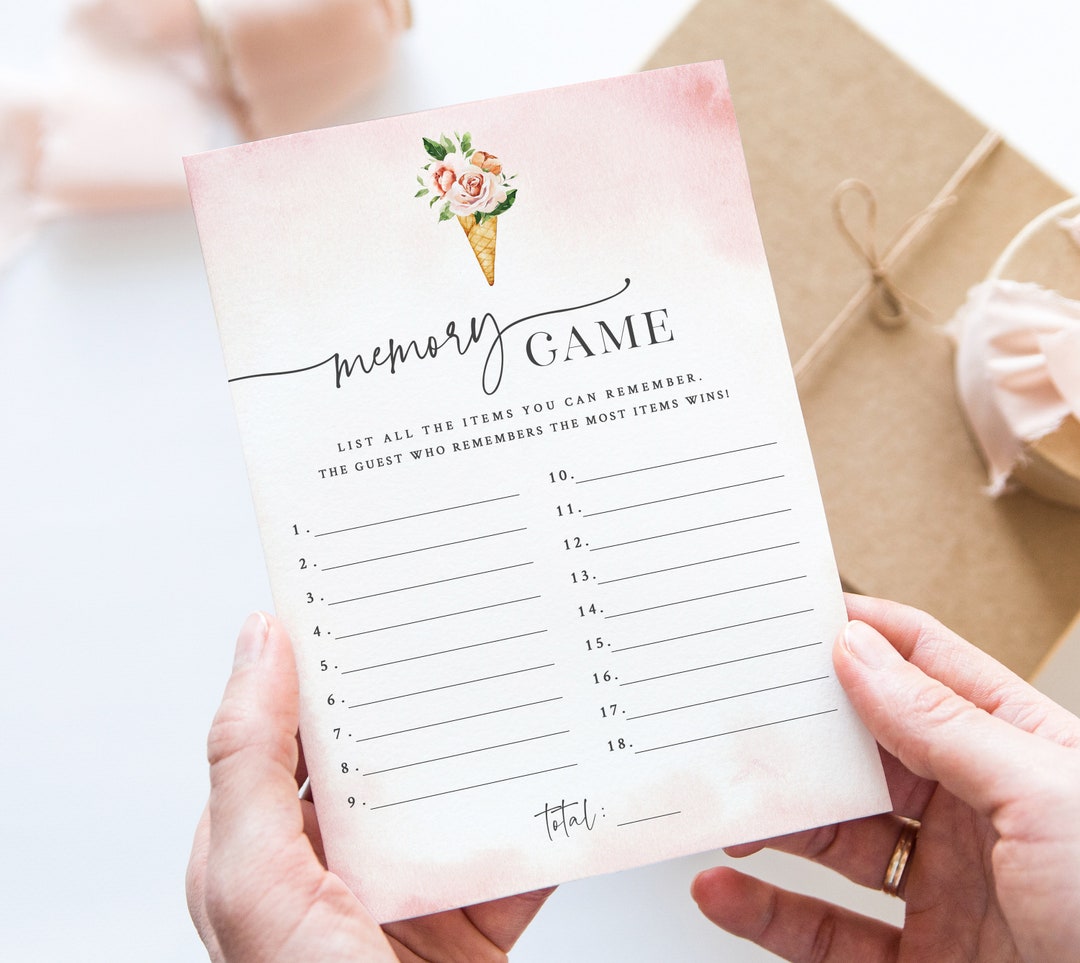 Ice Cream Bridal Shower Memory Game - Wedding Shower Memory Game Card ...