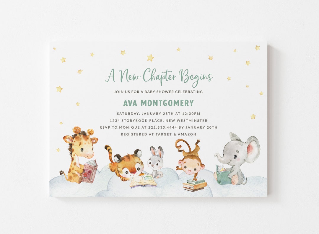 Book Themed Baby Shower Invitation - Printable Storybook Baby Shower ...