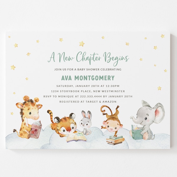 Book Themed Baby Shower Invitations - Etsy