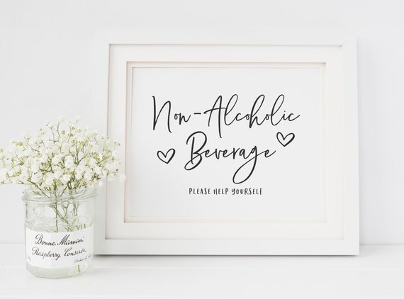 Non-alcoholic Beverage Sign Wedding Bar Sign Party Drink - Etsy Australia