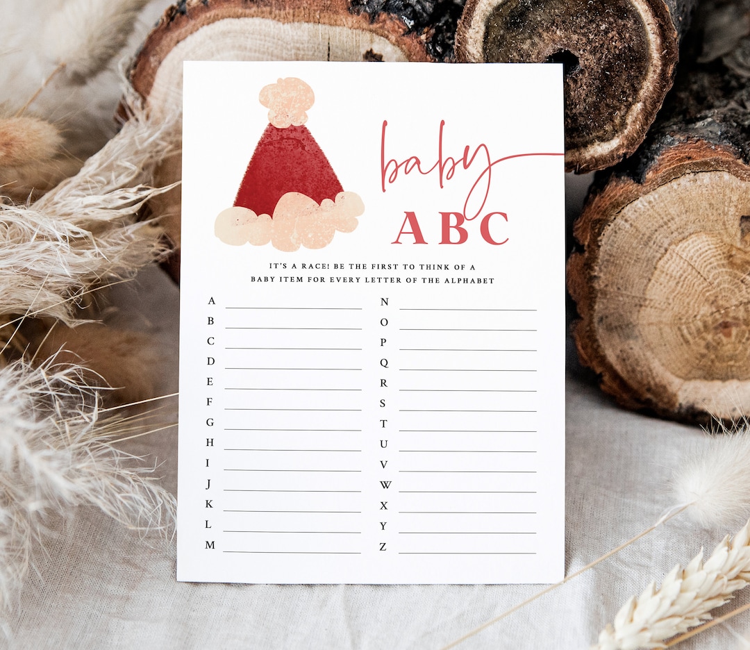 Baby ABC Race Game - Santa Baby Shower - Printable 5x7 Game - Gender ...