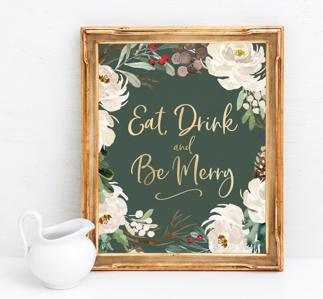 Eat Drink and Be Merry Sign - Office Christmas Party Sign - Holiday ...