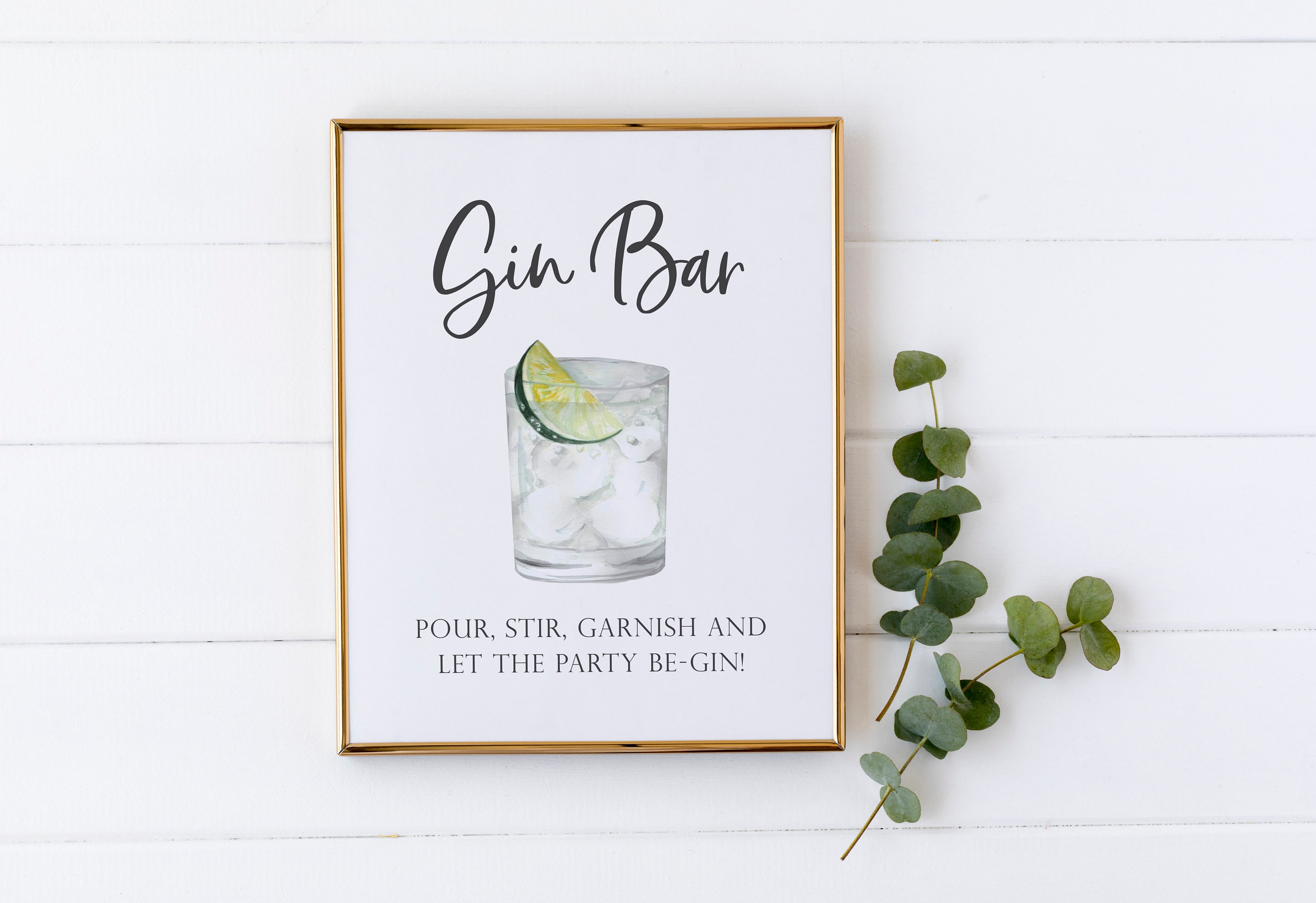 Gin Bar Sign - Gin and Tonic Station Printable - Party Bar Sign - Make ...