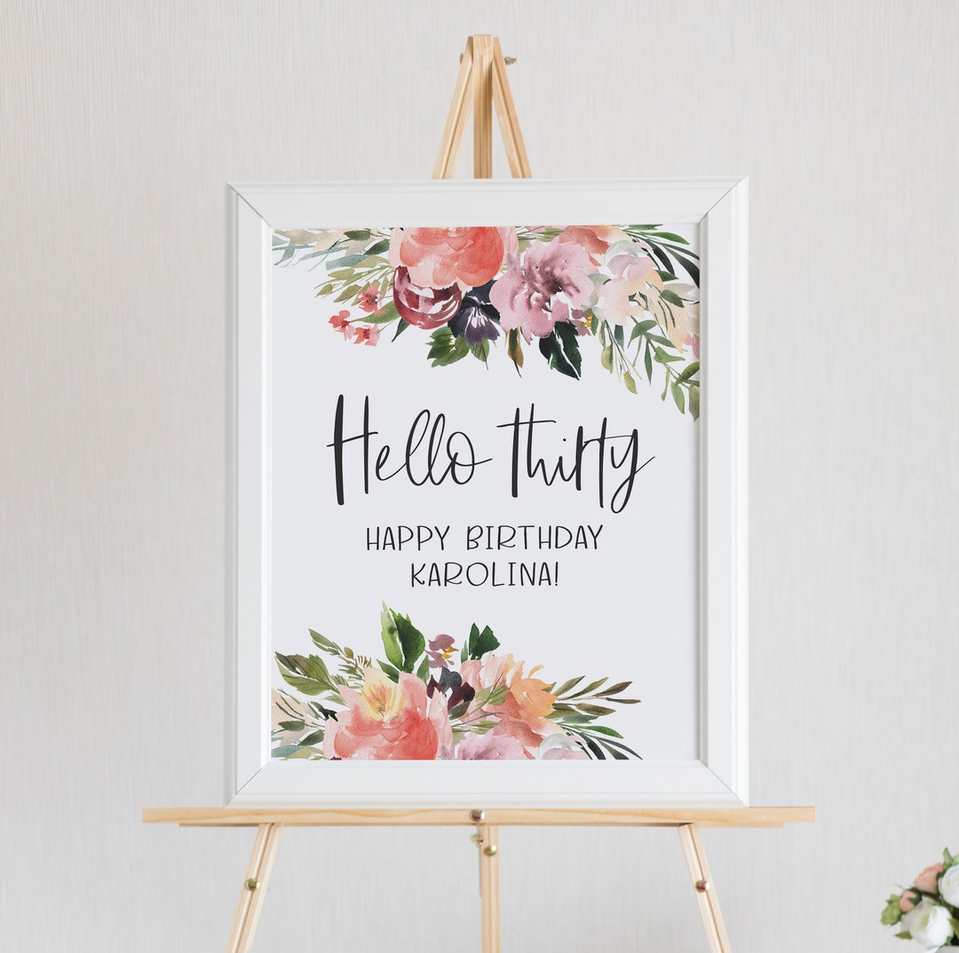 Hello Thirty Birthday Party Decorations - 30th Birthday Sign - 30th ...