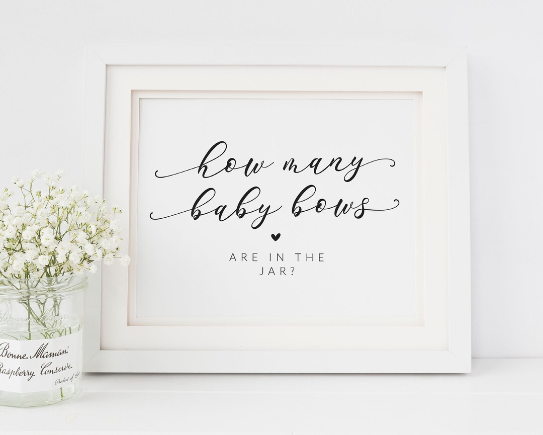 How Many Baby Bows Guessing Game Sign - Baby Shower Hair Bow Guessing ...