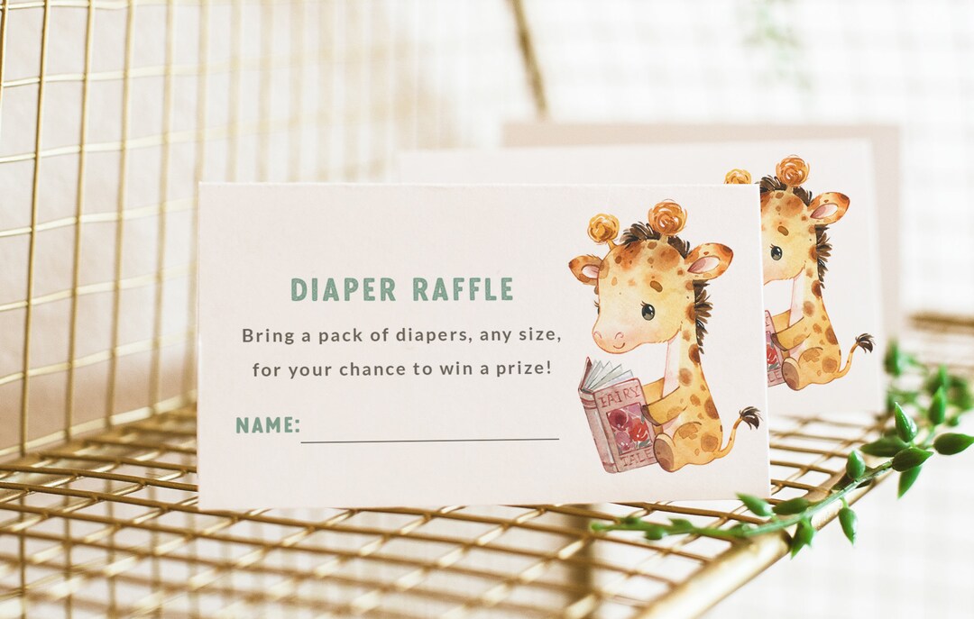 Giraffe Diaper Raffle Cards - Printable Diaper Raffle Tickets - Reading ...