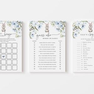 Boy Bunny Baby Shower Game Bundle - Set of 25 Printable Games ...