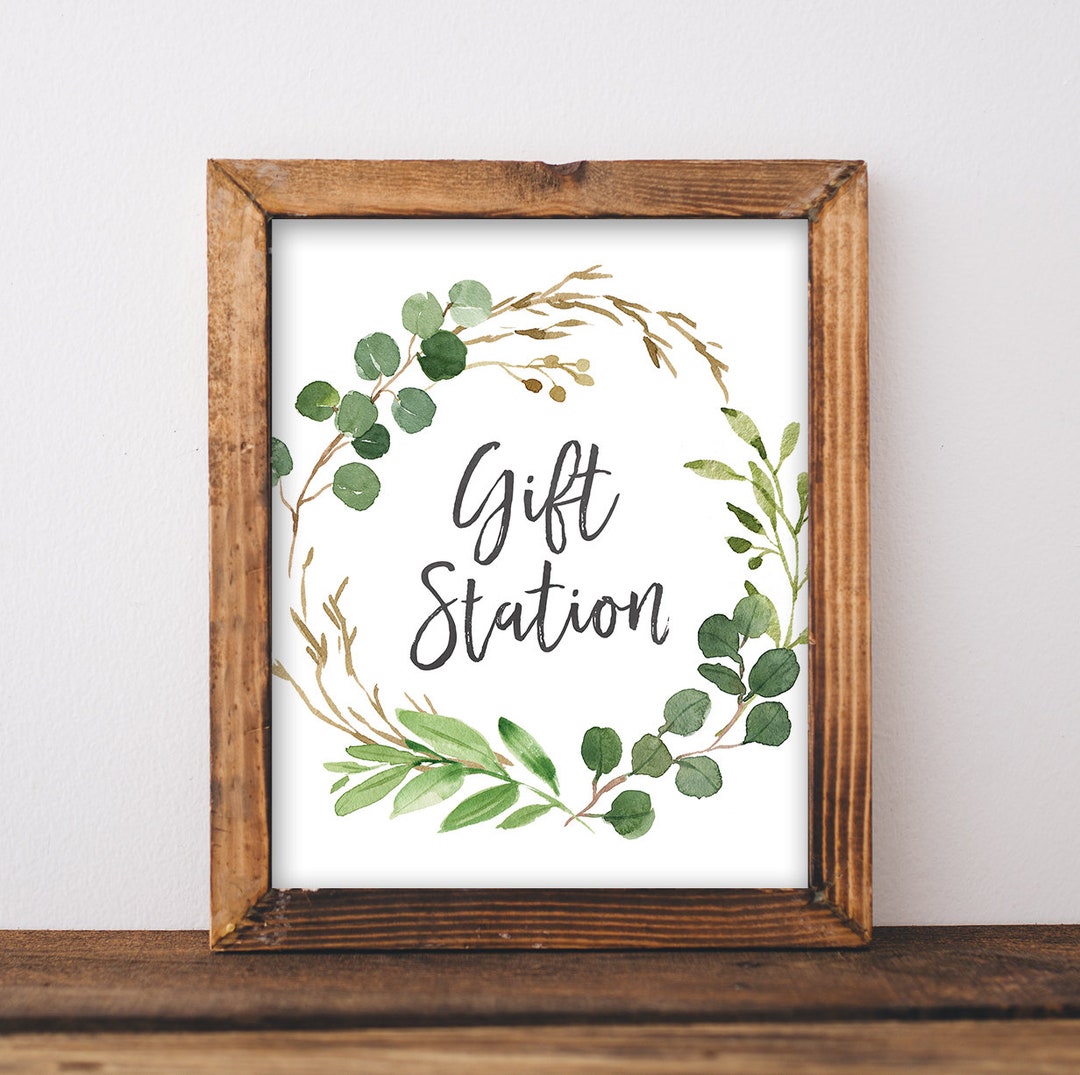 Gift Table Sign - Gift Station Sign - Gift Table Printable - Greenery ...