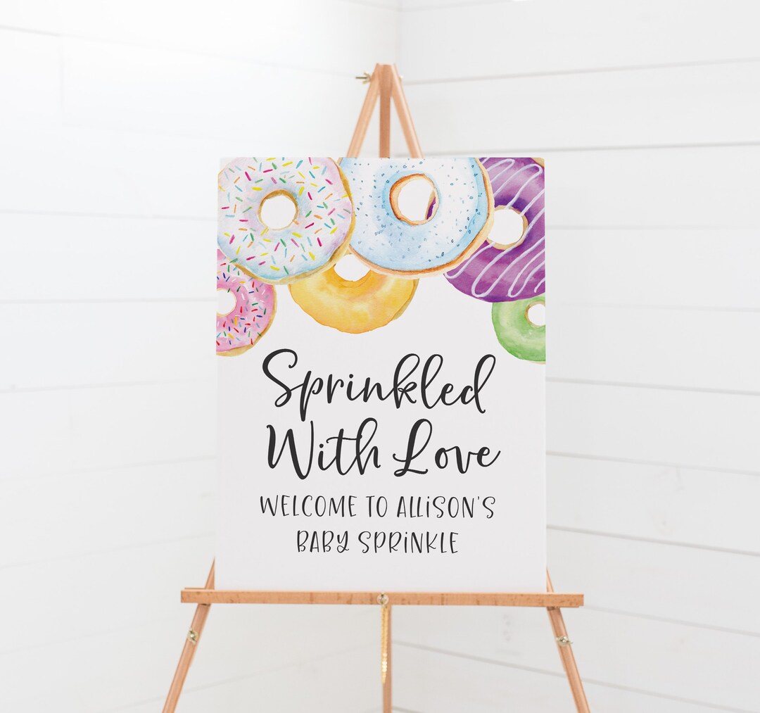 Donut Themed Baby Sprinkle Welcome Sign - Sprinkled With Love Welcome ...