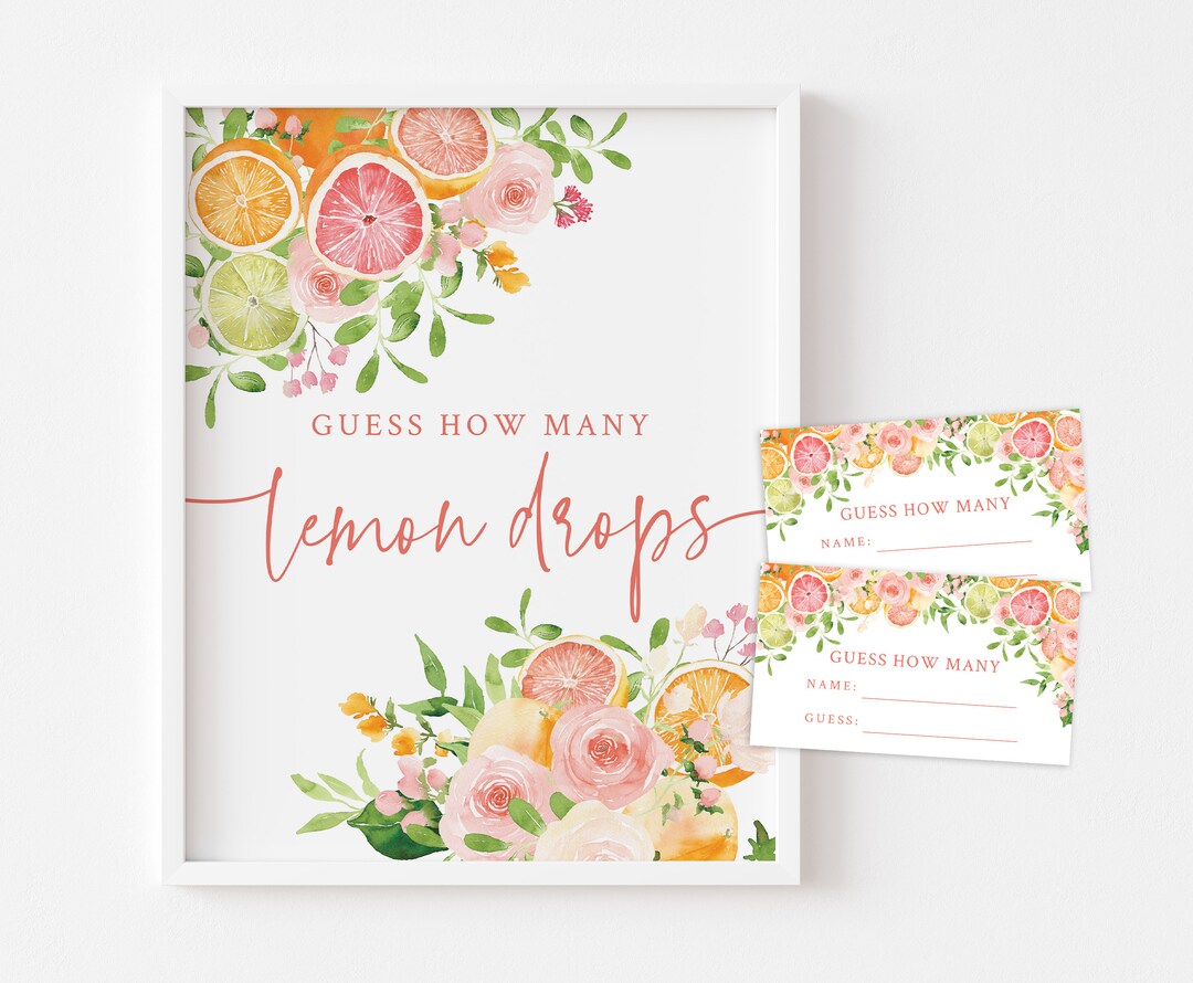 How Many Lemon Drops Game Sign and Guess Cards - Printable Guessing ...