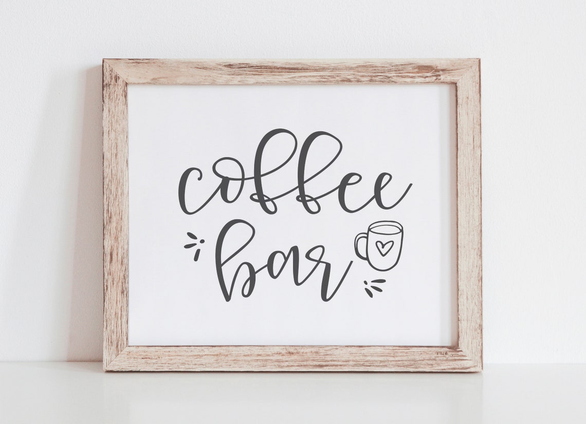 Coffee Bar Sign - Coffee Station Printable - Drink Station Sign - Black ...