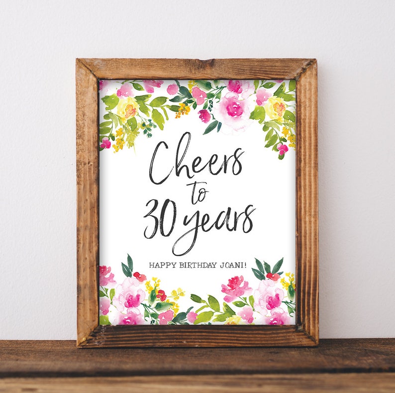 Cheers to 30 Years Sign Custom Birthday Sign 30th Birthday | Etsy