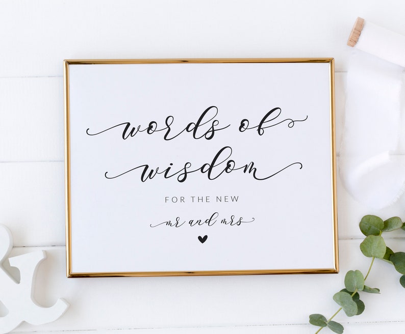Wedding Words of Wisdom Sign Advice and Wishes for the New - Etsy