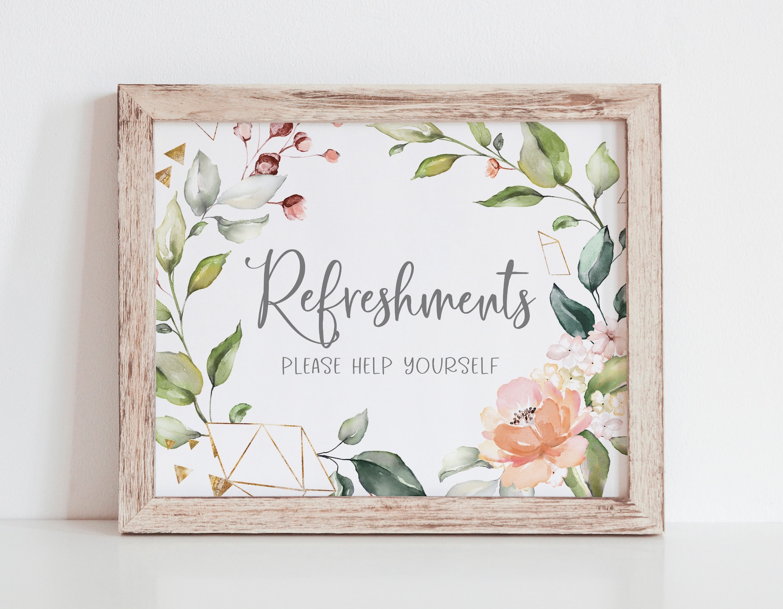 Refreshments Sign Bridal Shower Bar Sign Please Help Yourself Drink ...