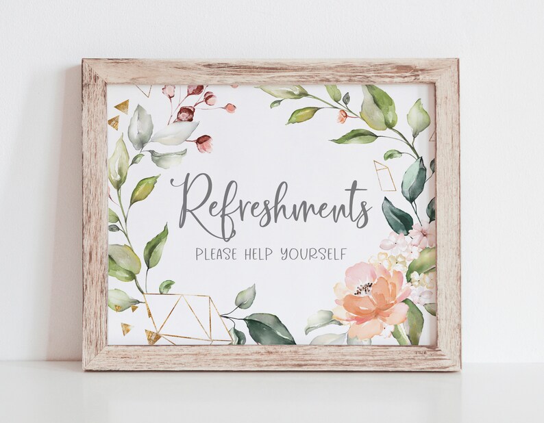 Refreshments Sign Bridal Shower Bar Sign Please Help - Etsy