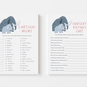 Woolly Mammoth Baby Shower Game Bundle - 20 Printable 5x7 Games ...