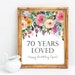70 Years Loved Printable 70th Birthday Sign 70 Birthday - Etsy Canada