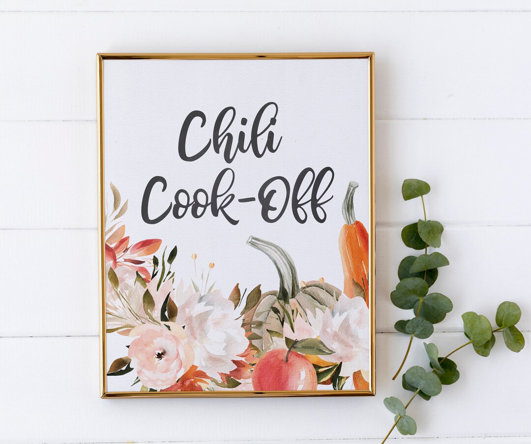 Chili Cook-off Party Sign - Chili Contest Table Signage - Fall Party ...