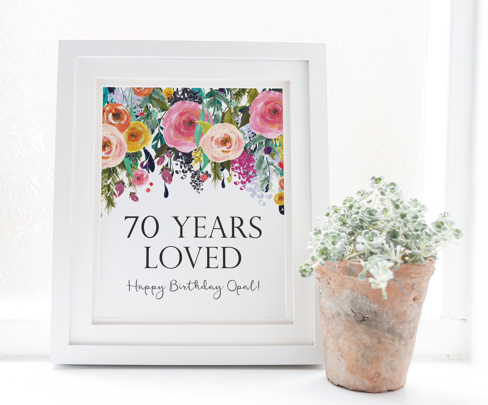 70 Years Loved Printable - 70th Birthday Sign - 70 Birthday Decorations ...