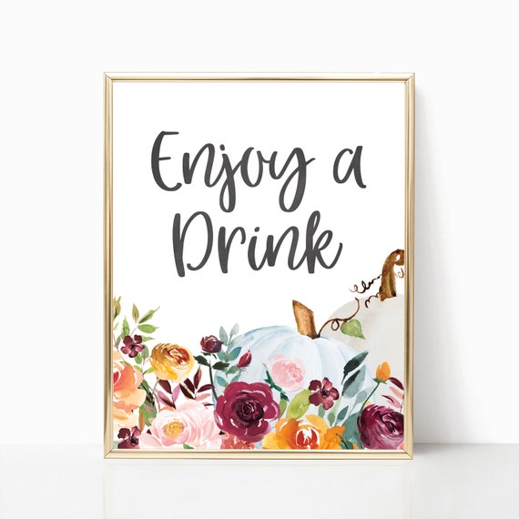 Fall Party Decorations Enjoy a Drink Sign Drink Station | Etsy