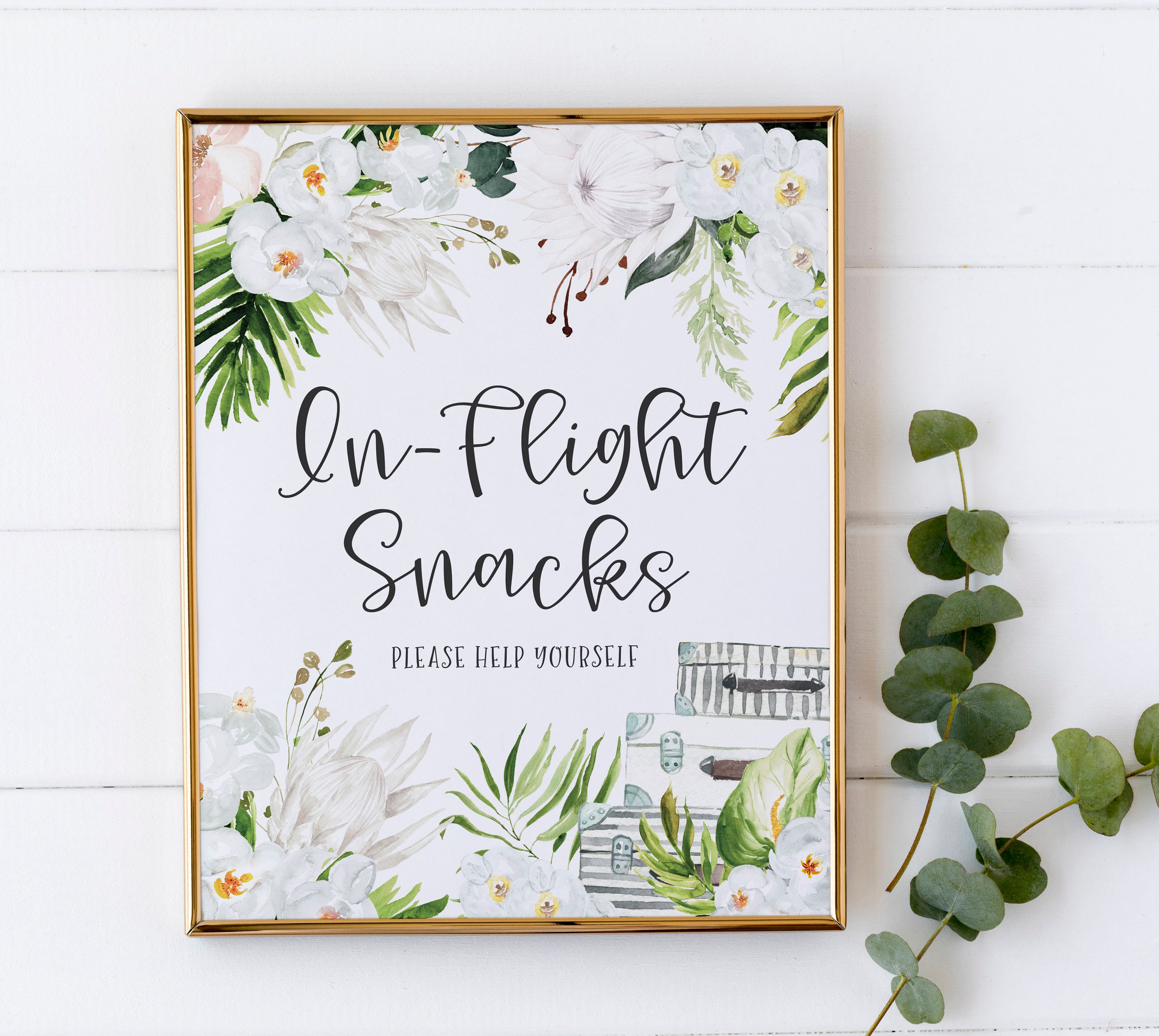 In-flight Snacks Sign Travel Bridal Shower Food Table Sign - Etsy