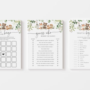 Woodland Animals Baby Shower Game Bundle Forest Animals Baby Game ...