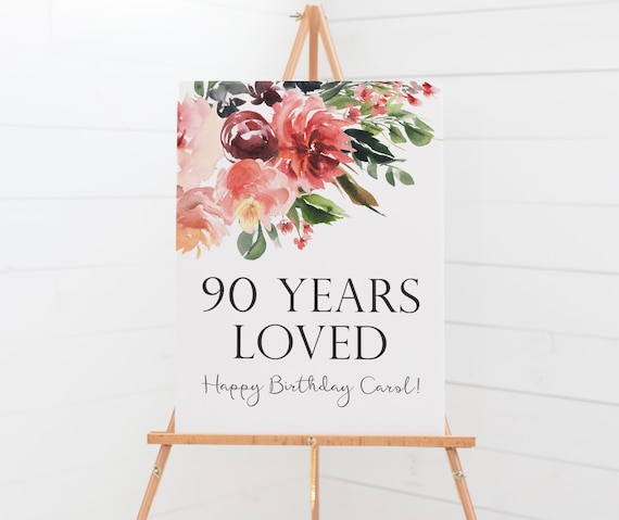 90 Years Loved Sign 90th Birthday Decorations Custom - Etsy