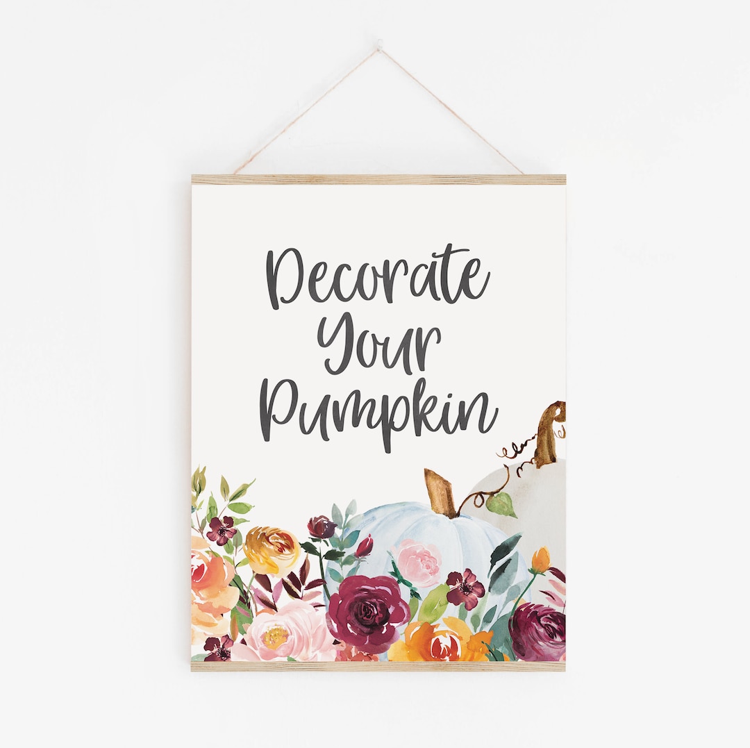 Decorate a Pumpkin Party Activity Sign - Autumn Party Decorations ...