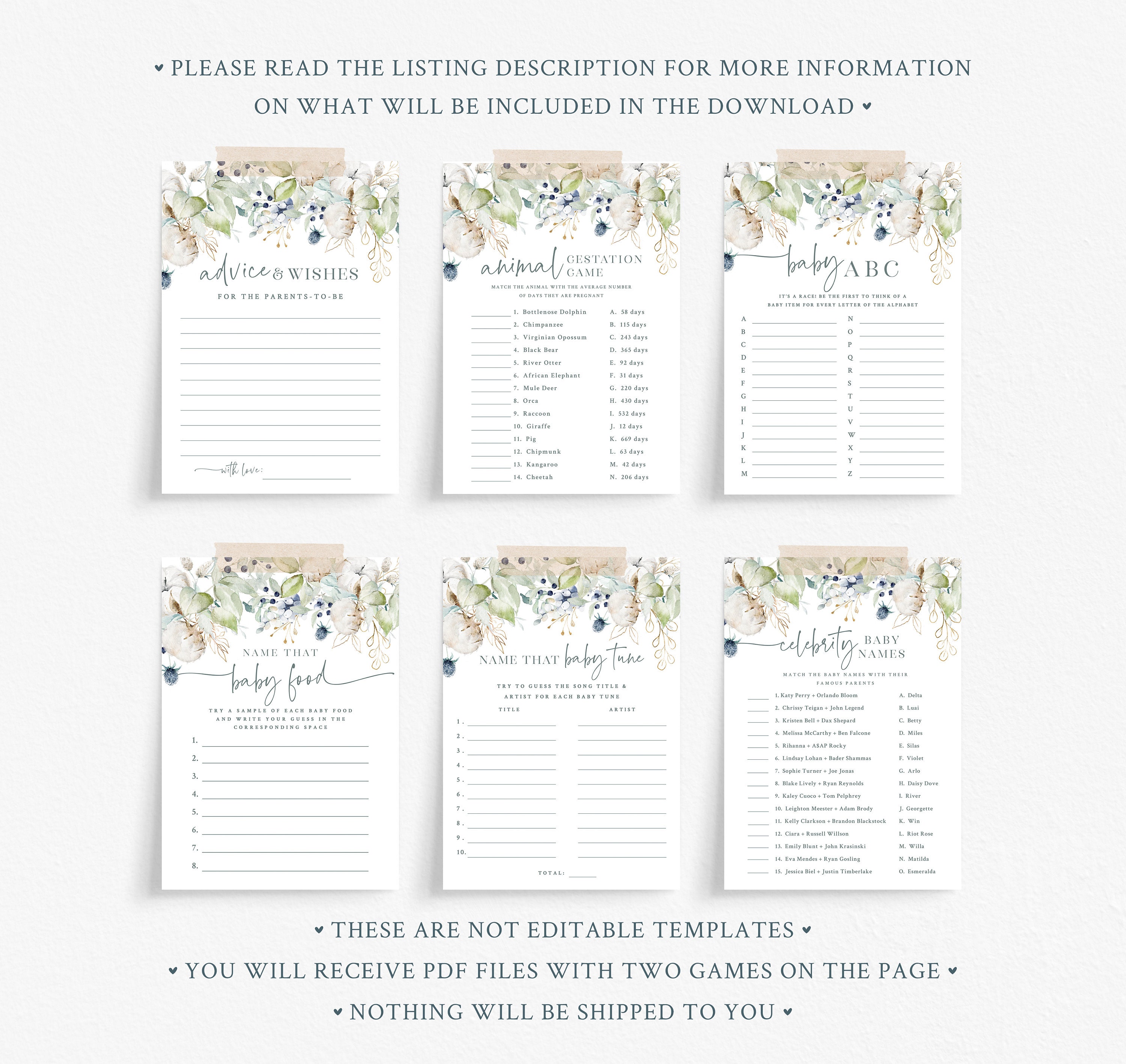 French Market Baby Shower Game Bundle - 25 Printable Games & Activities ...