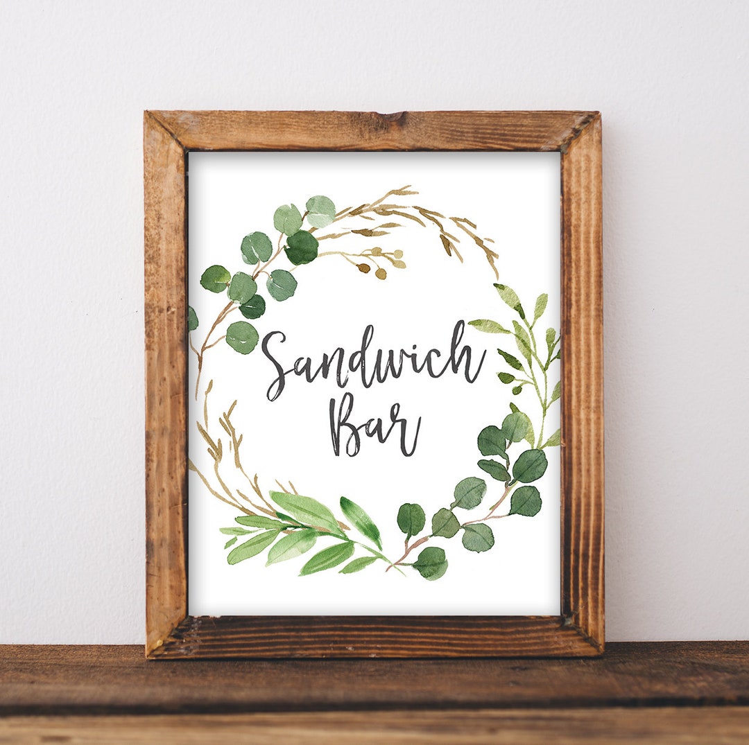 Sandwich Bar Sign - Gender Neutral Baby Shower Decorations - Greenery ...