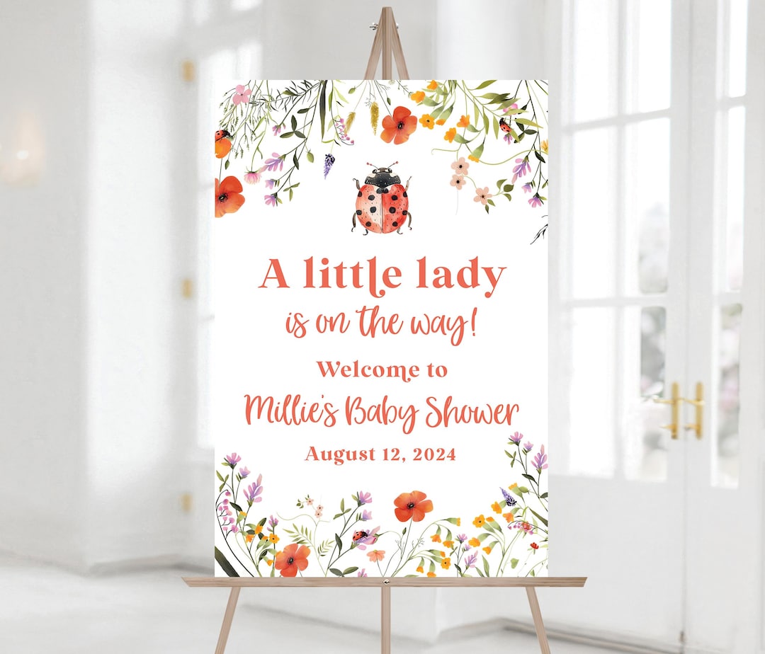 Ladybug Baby Shower Welcome Sign - A Little Lady is on the Way ...