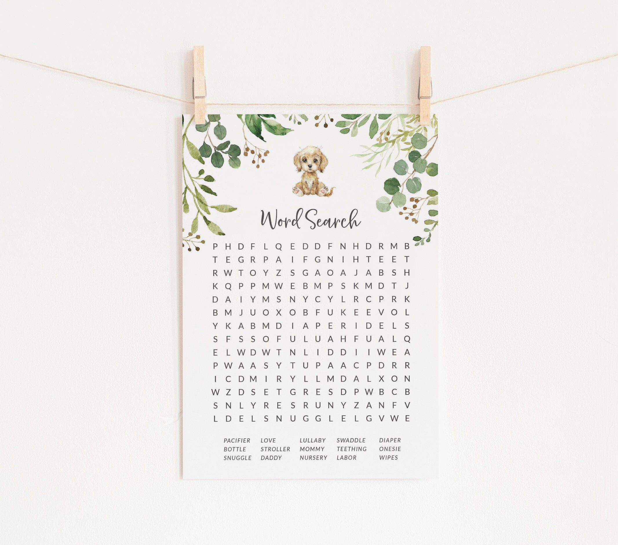 Dog Baby Shower Game Bundle - Set of 12 Printable Games - Puppy Themed ...