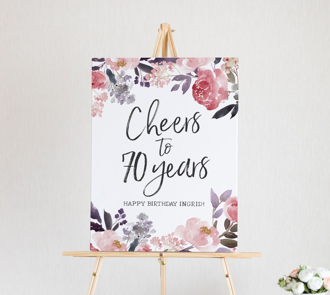 Cheers to 70 Years Sign - 70th Birthday Decorations - 70th Birthday ...