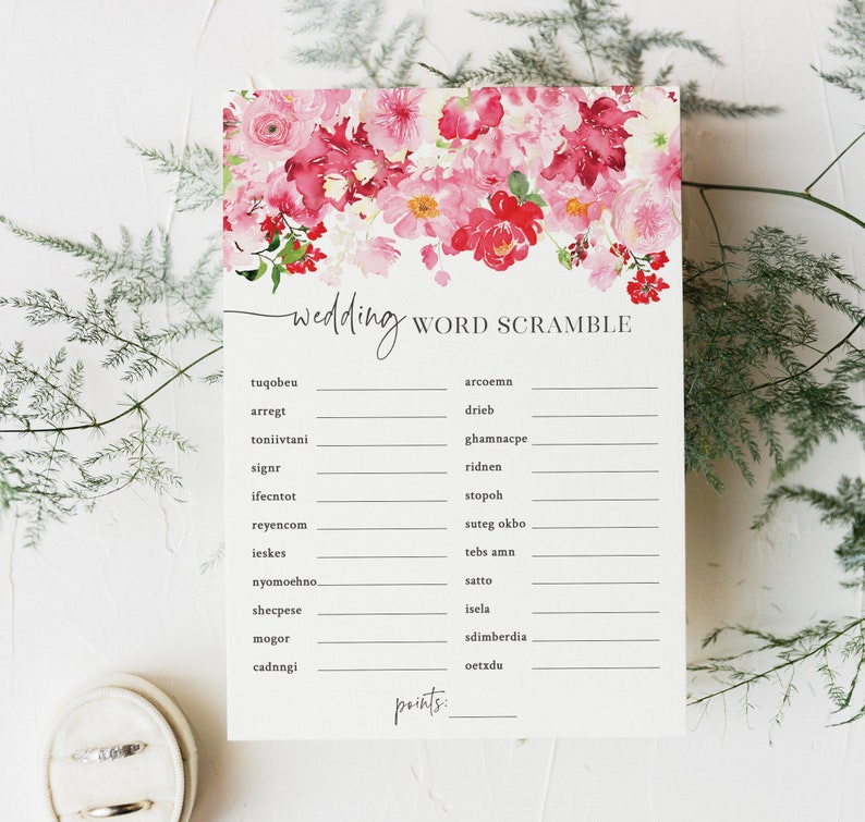 Wedding Word Scramble Game Printable Bridal Word Scramble - Etsy
