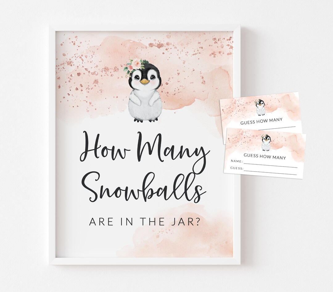 Guess How Many Snowballs Game Sign and Guess Cards - Printable Penguin ...