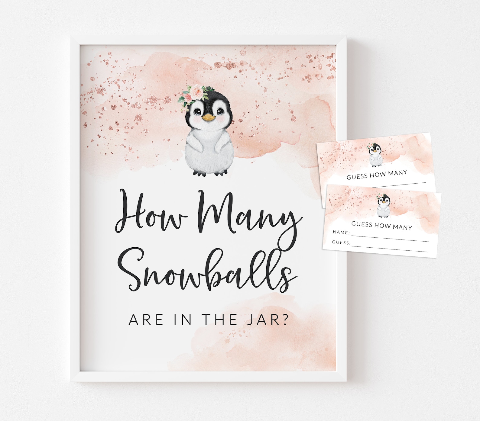 Guess How Many Snowballs Game Sign and Guess Cards - Printable Penguin ...