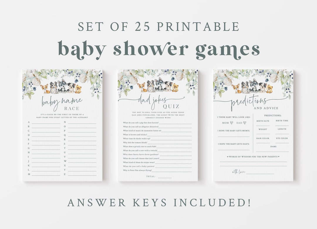 Puppy Baby Shower Game Bundle - Set of 25 Printable Games & Activities ...