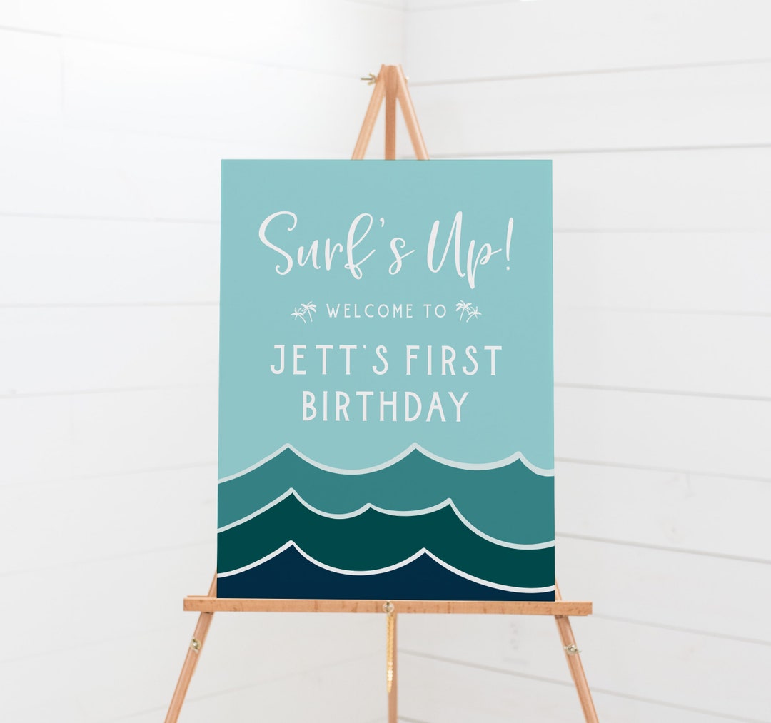 Surf's up Welcome Sign - Printable Surfing Themed Birthday Party ...