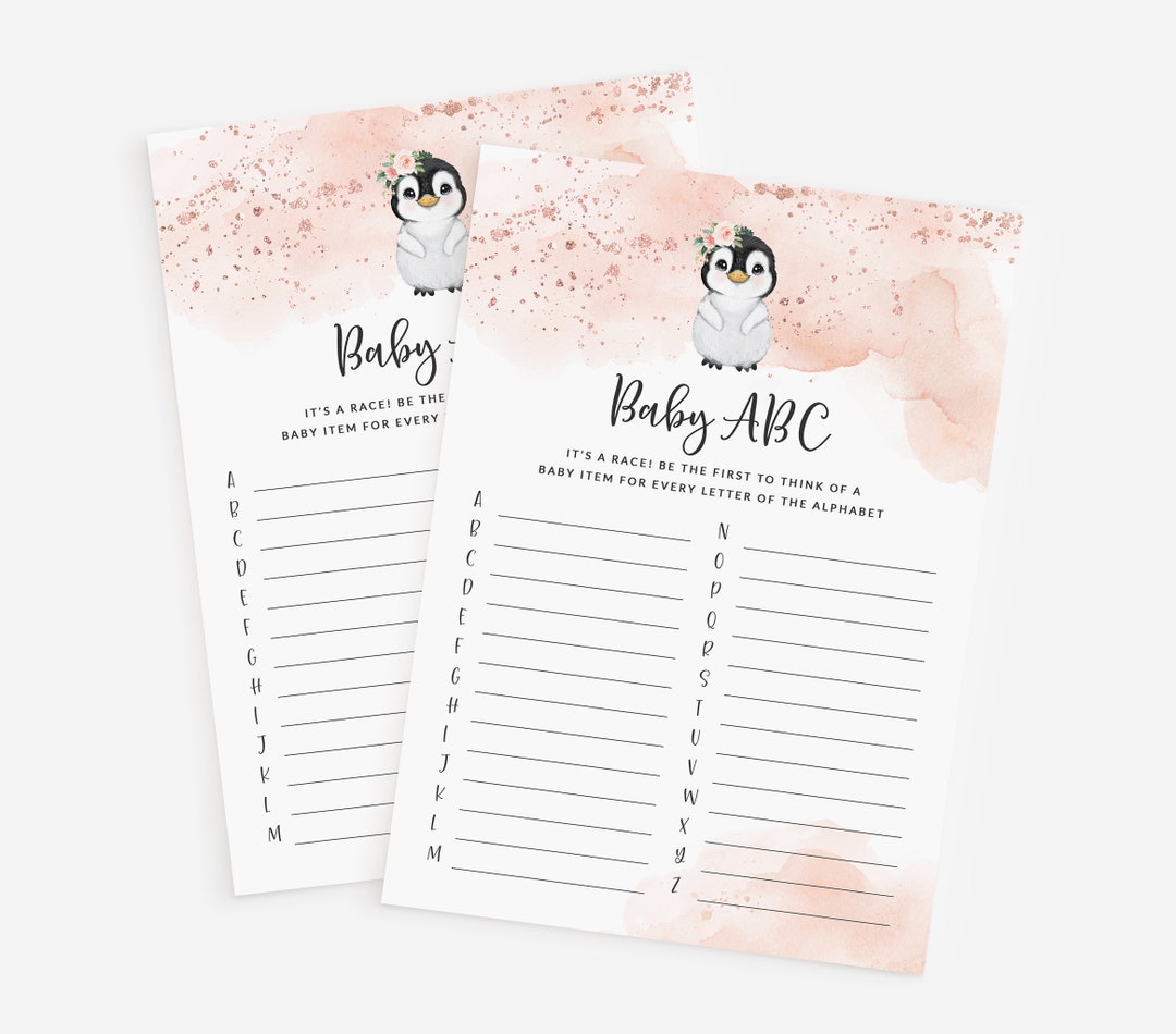 Winter Animals Baby Shower Game - Printable Baby ABC Race Game ...