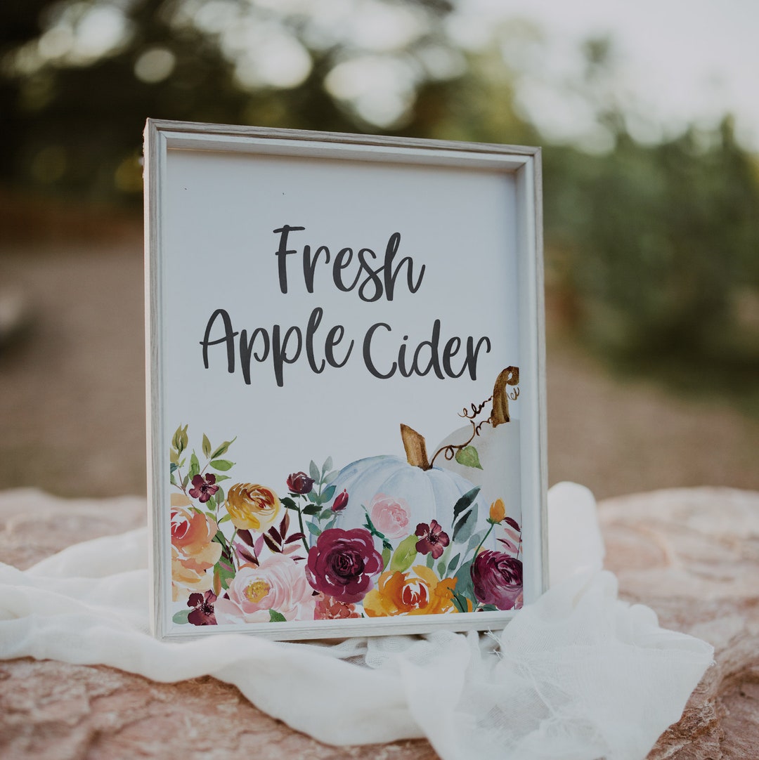 Fresh Apple Cider Sign - Apple Cider Bar Signage - Fall Party ...