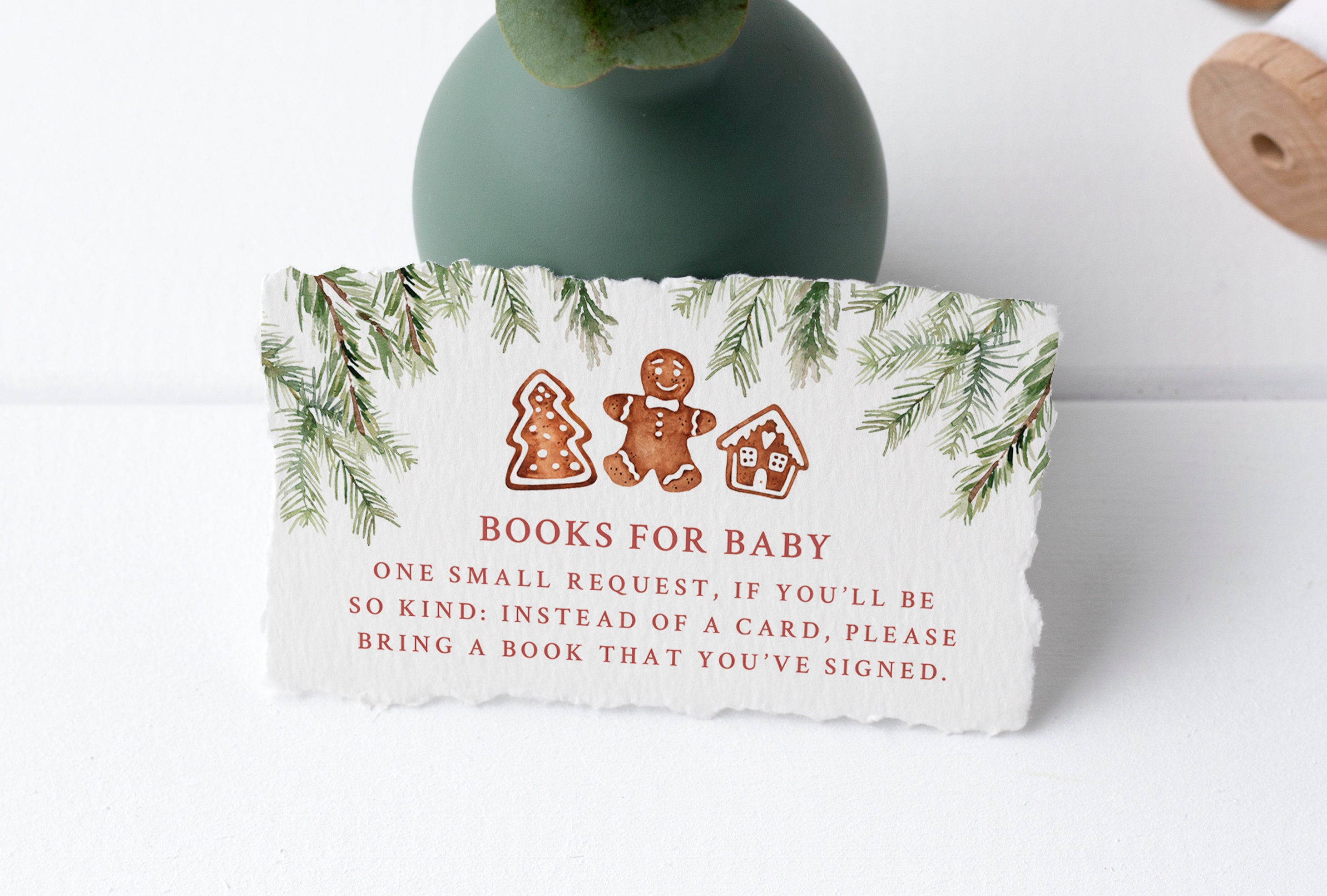 Winter Gingerbread Baby Shower Books for Baby Printable Cards - Book ...