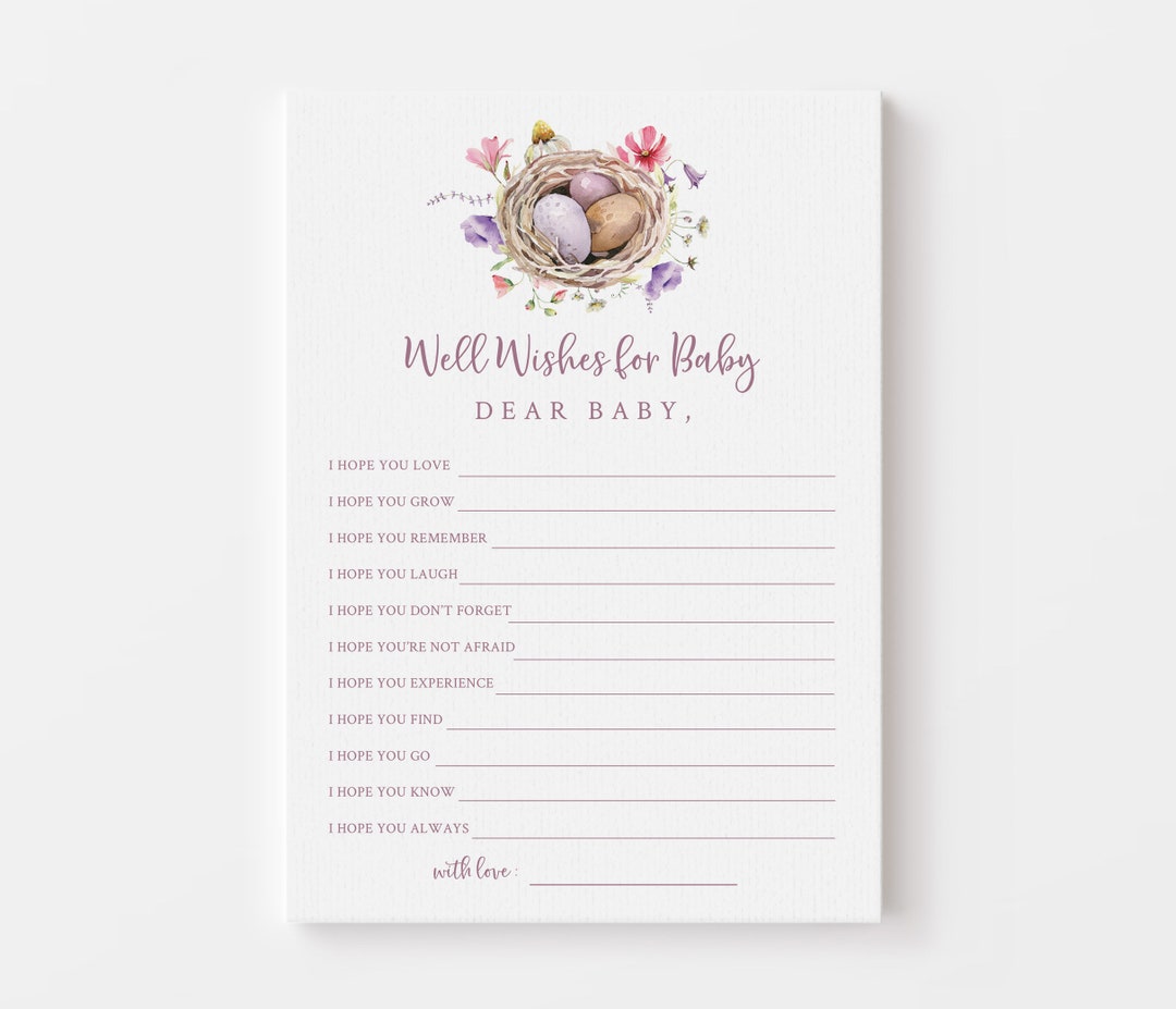 Pastel Spring Bird Baby Shower - Printable Dear Baby Cards - Well ...