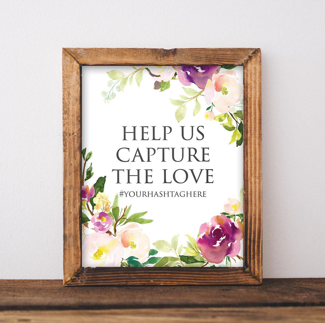 Help Us Capture the Love Sign Wedding Hashtag Sign Mauve | Etsy