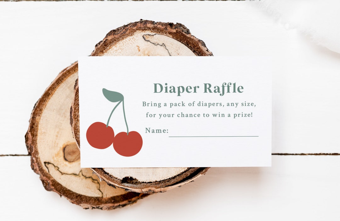 Cherry Baby Shower Diaper Raffle Cards - Printable Diaper Raffle Ticket ...