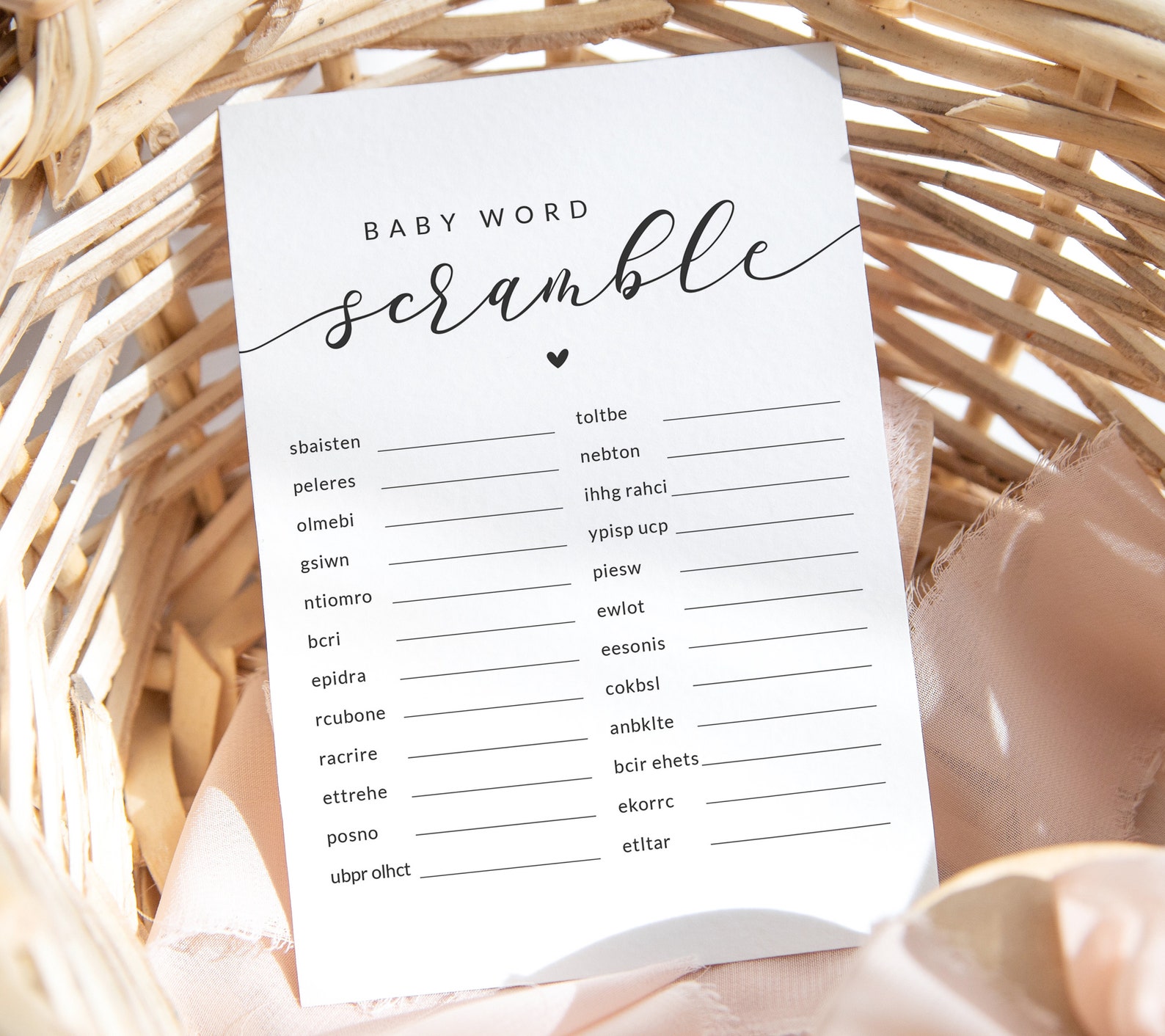 Baby Shower Word Scramble Game With Answer Key - Baby Word Game ...