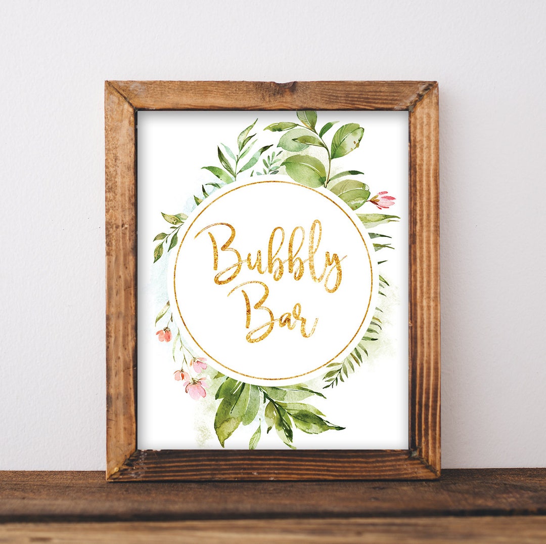 Tropical Bubbly Bar Sign - Bubbly Bridal Shower Decor - Bubbly Bar ...