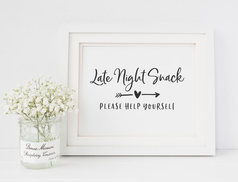 Late Night Snack Sign Late Night Snack Printable Black and - Etsy