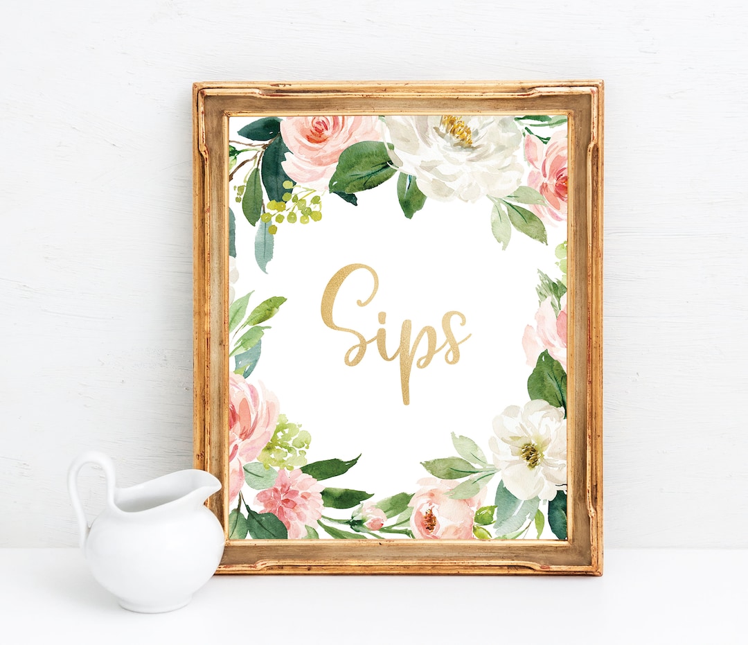 Sips Sign - Drink Station Sign - Floral Baby Shower Decor - Baby Shower ...